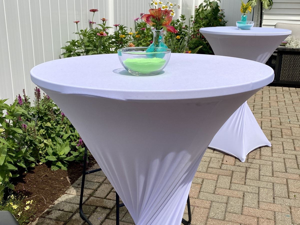 Spandex Cocktail Table Covers – Heartland Tents & Event Rentals